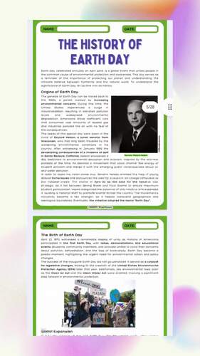 History of Earth Day | NO PREP READING & WRITING LESSON | Sub Plan ...