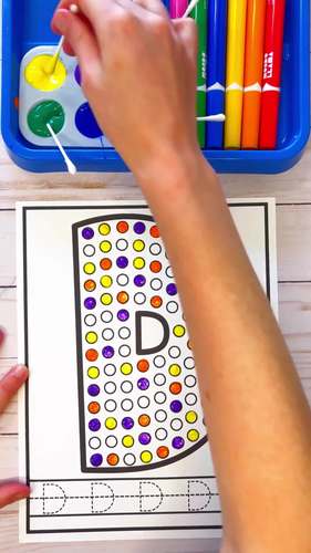 Letter D Alphabet Crafts Q Tip Painting Fine Motor Skills by Preschool ...