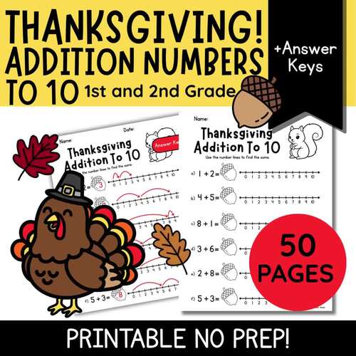 Thanksgiving! Addition To 10 | 1st and 2nd grade by The Stuff Teacher Needs