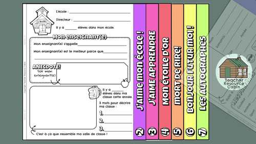 Projet d'annuaire de fin d'année | French Yearbook Activity (Grade 4-6)