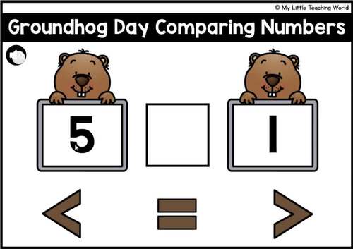 Groundhog Day Comparing Numbers Boom Cards by My Little Teaching World