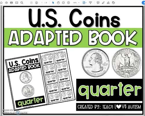 Quarter Adapted Book by Teach Love Autism | TPT