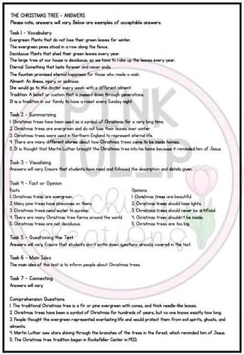 Christmas Tree Comprehension - Reading Strategy Worksheet | TPT