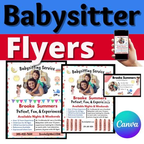 Babysitter Flyer Sitter Nanny Babysitting Babysit Business Card | TPT