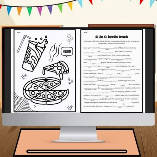Ad Lib Activities | Digital and Printable| Parts of Speech | Sub Plans