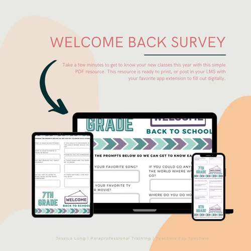 Welcome Back Student Survey 6th - 12th Grade | PDF | Digital | Print