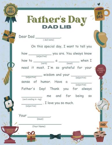 Printable Father’s Day Mad Libs for Kids | Father's Day Card Activity ...