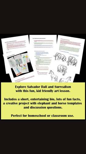 Salvador Dalí Art History Lesson for Kids Surrealism Activity with ...