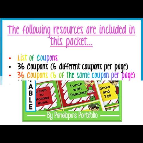 Holiday / Christmas Party Reward Coupons for the Classroom | TPT