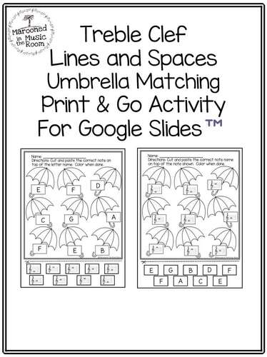 Umbrella Treble Clef Matching Print and Go Activity Bundle for Google ...