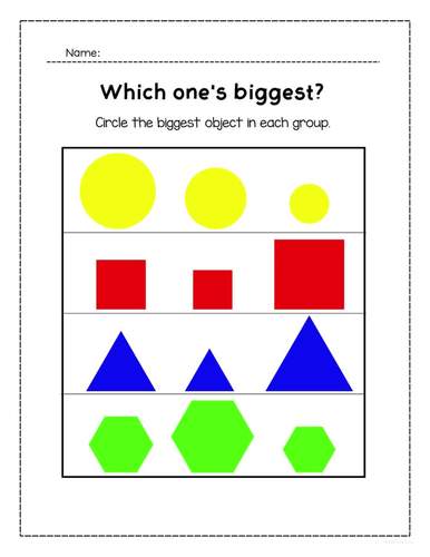 Pre-k Measurement | Comparing Sizes by E is for Erica | TPT
