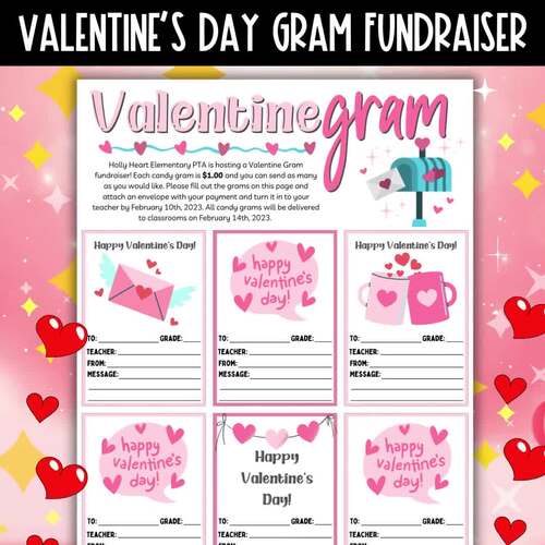 Valentine's Day Candy Gram Fundraiser, Editable Lollipop Tag for Class ...