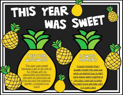 End of Year Bulletin Board This Year Was Sweet Writing Craft- Pineapple ...