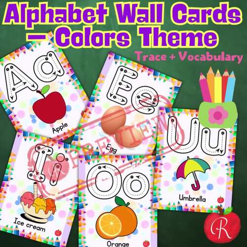Alphabet Flashcards – Letter Tracing | Colors Theme | Uppercase ...