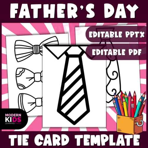 Easy Father's Day Tie Card Template - Heart Tie Card for Dad | TPT