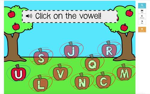 Fall Theme FIND the VOWEL! Boom Cards™ Digital Task Cards | TPT