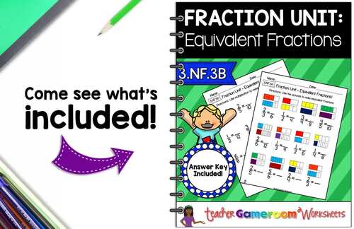 Fraction Unit - Equivalent Fractions Worksheet by Teacher Gameroom