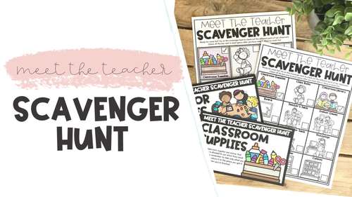 Meet the Teacher Night Scavenger Hunt with Moveable Pieces - EDITABLE