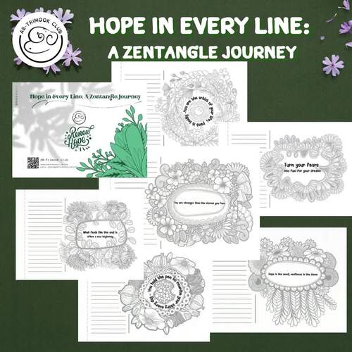 Zentangle Worksheet: Hope in Every Line Coloring Book for Relaxation