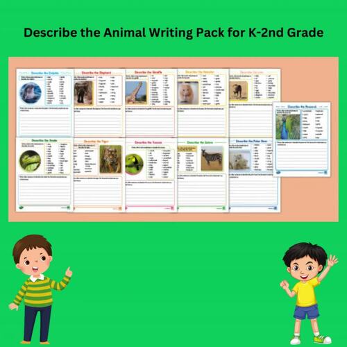 English for Kids|close reading|Describe the Animal Writing Pack for K ...