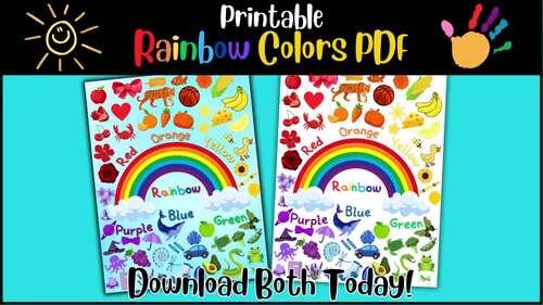 Printable Rainbow Colors PDF, Preschool, Elementary, Homeschool & ESL ...