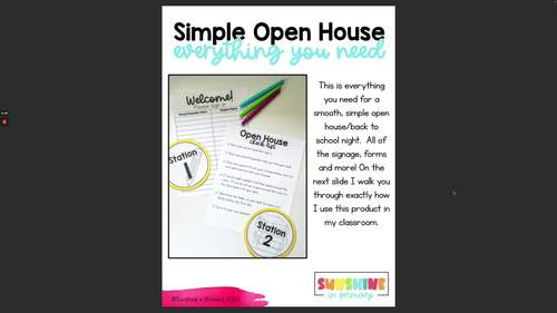 Back to School Simple Open House Kit by Sunshine in Primary | TPT