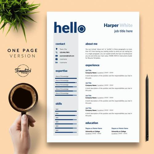 Creative Resume - Harper White / Professional Resume for MS Word ...