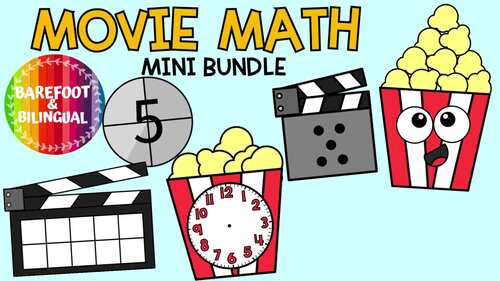 Movie Night Math Clipart Mini Bundle - 6 Sets in 1 - Dice, Number ...