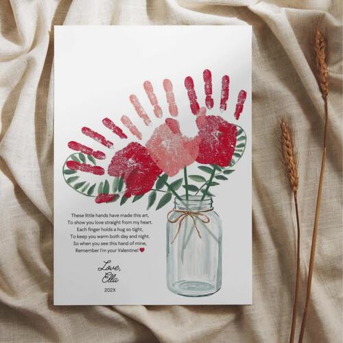 Valentines Day Handprint Poem, Editable Flower Bouquet Craft February ...