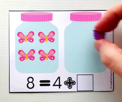 Backwards Butterfly Addition | Spring Math Center for Kindergarten ...