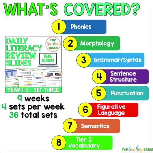 Daily Literacy Review For Year 1-3 Set 3 - Daily Language Practice ...