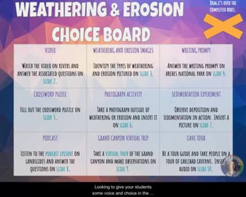 Weathering and Erosion Digital Choice Board by Science Lessons That Rock