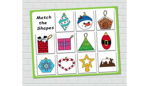 Christmas Shapes Matching Activity, 2D Shapes, Winter Busy Book Page