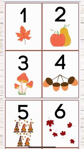 Seasonal Number Cards | Math for Preschool Kindergarten 1st Grade