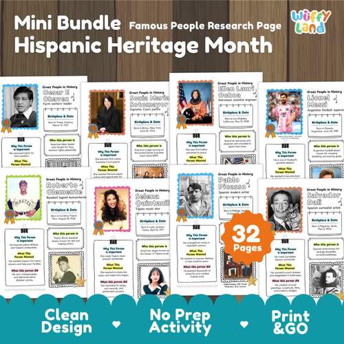 Hispanic Heritage Month Research Project | Latino Leaders Biography Bundle
