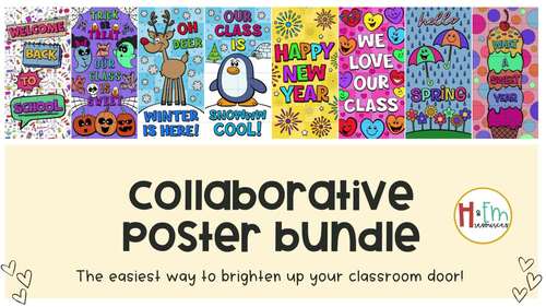Collaborative Poster Coloring Activity Holiday Bundle │Door Decoration ...
