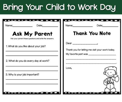 Bring Your Child to Work Day Activities | Career Day Worksheets ...
