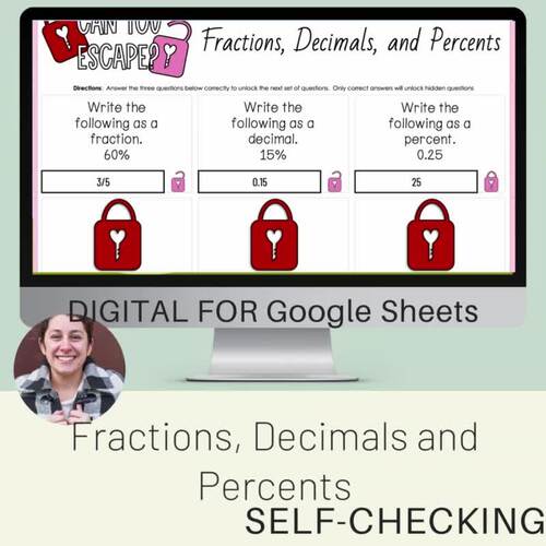 Fractions, Decimals, and Percents: Escape Room (Valentine's Day Edition)