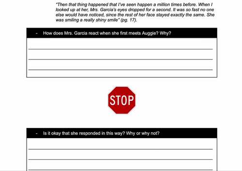 Wonder - Pgs. 31 - 44 - Classroom Worksheet by HeyItsMsSiegel | TPT