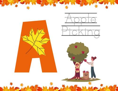 Autumn/Fall Theme Alphabet Letter Fall Vocabulary Worksheets for Pre-K ...