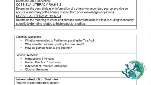 US History Lesson Plan: Tea Act and Boston Tea Party by Social Studies ...