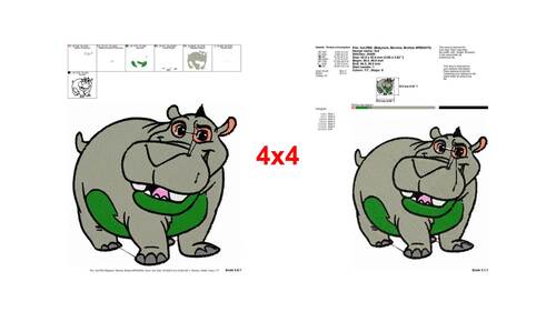 Friendly Cartoon Hippo Beshte Character Embroidery Designs - Instant ...