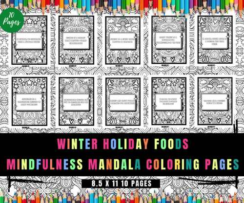 Winter Holiday Foods Around the World, Morning Work Coloring Sheets