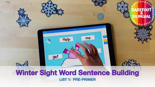 Winter Sight Words Sentence Building - List 1 - Boom Cards & Google Slides