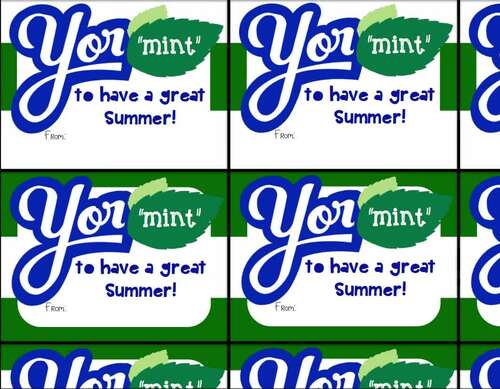 York Peppermint Chocolate End of Year Gift Tag- You're "mint" to have a ...