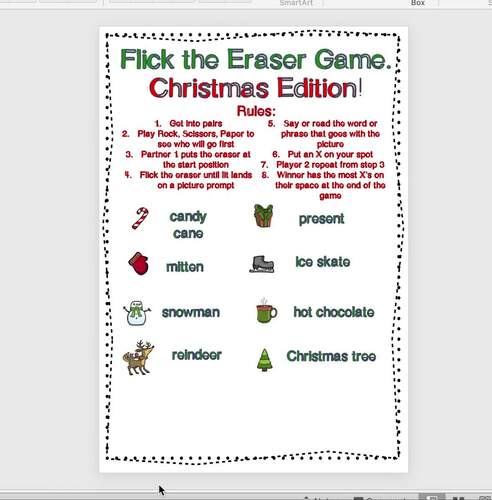 Flick the Eraser ESL Speaking Game January Winter Edition | TPT
