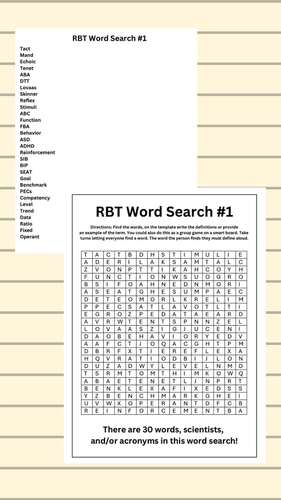 RBT Word Searches by RBT Study Information | TPT