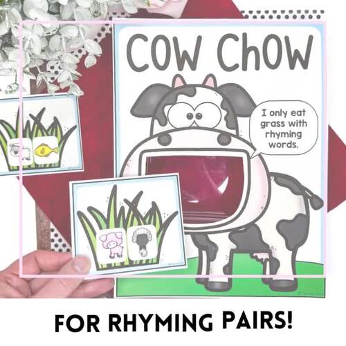 Cow Rhyming Words Activity - Farm Literacy Centers Rhyming Activity ...