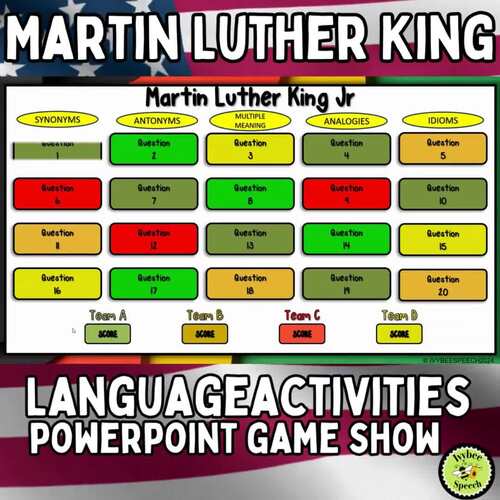 Martin Luther King Language Arts & Speech Therapy Game Show Activity PPT