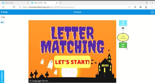 Letter Matching Upper to Lowercase Halloween Boom Cards by Language Forum